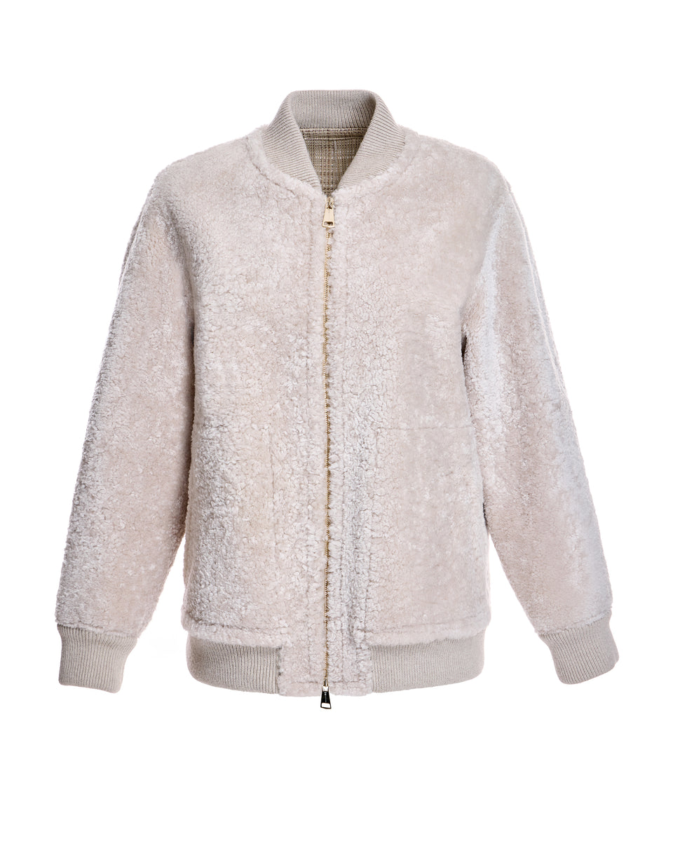 Stand Collar Shearling Lamb Jacket For Sale | Maximilian