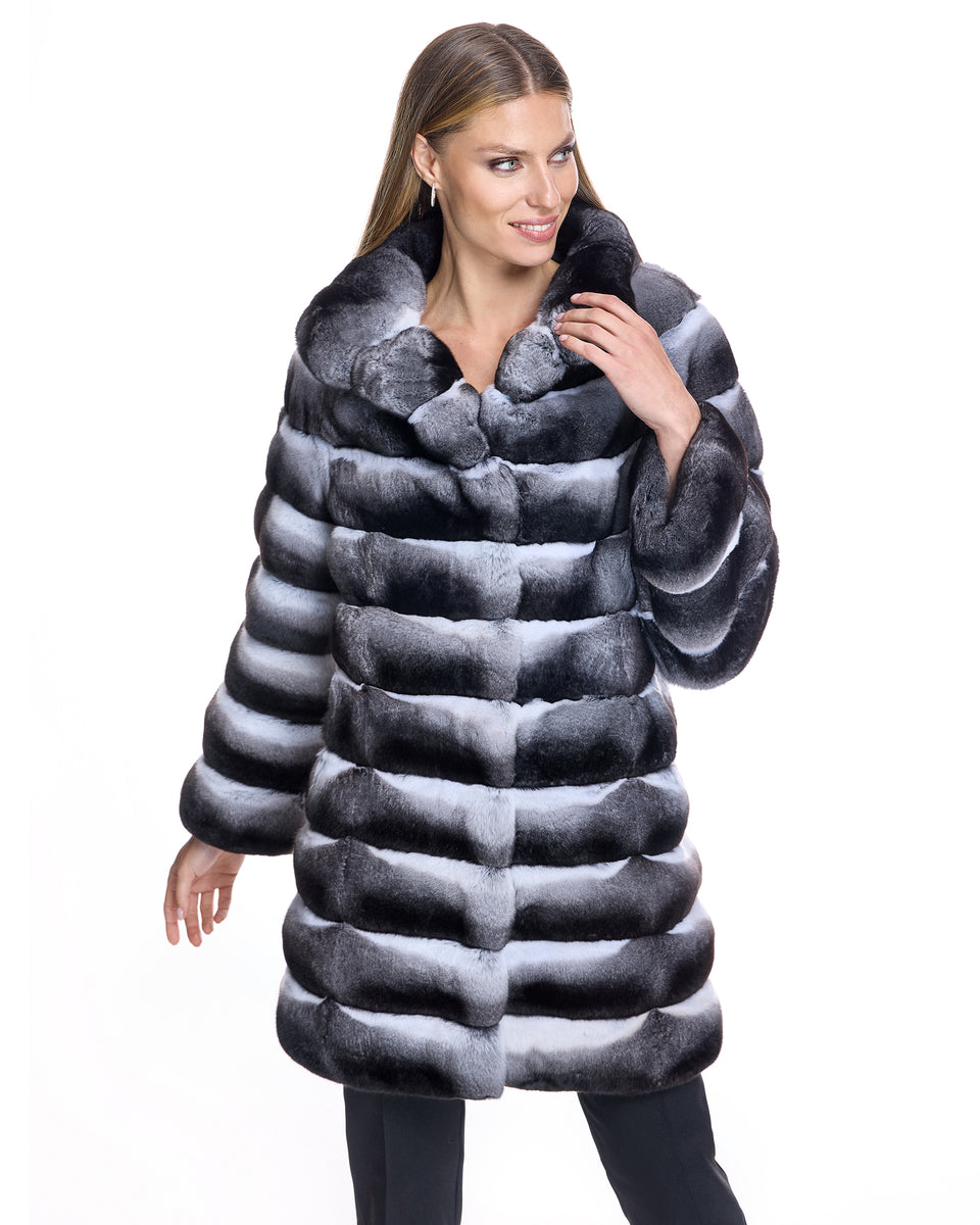 Buy Stand Collar Chinchilla Coat Online | Maximilian