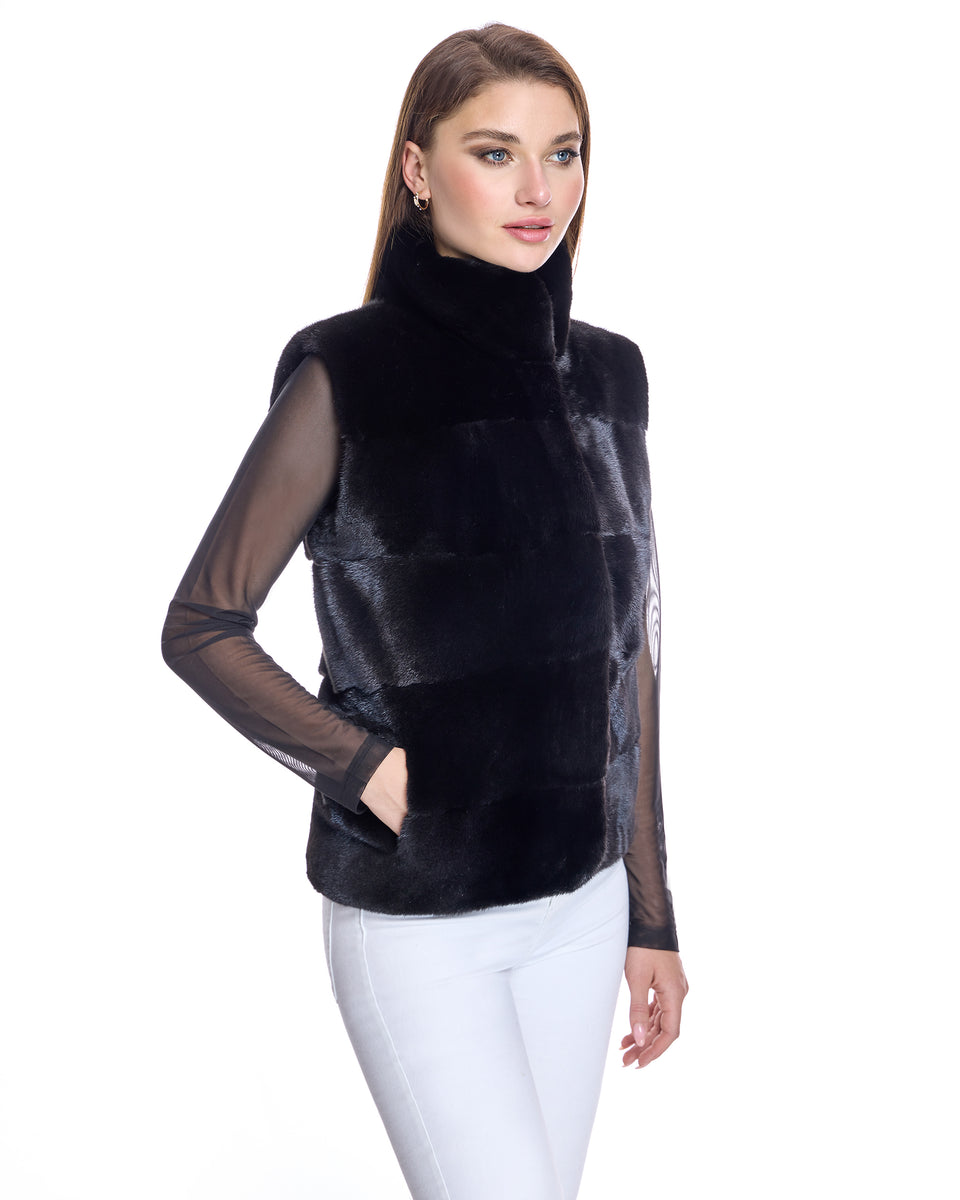 Buy Blackglama Horizontal Mink Vest For Women Online | Maximilian